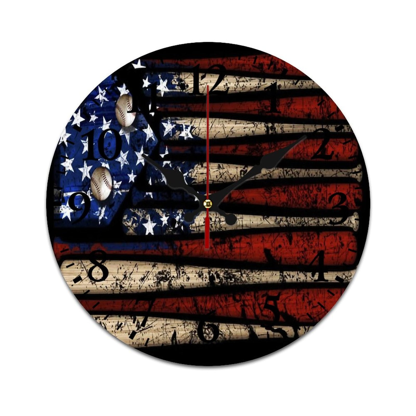 American Flag Baseball Wall Clock Modern Design Clocks Wall Hanging ...