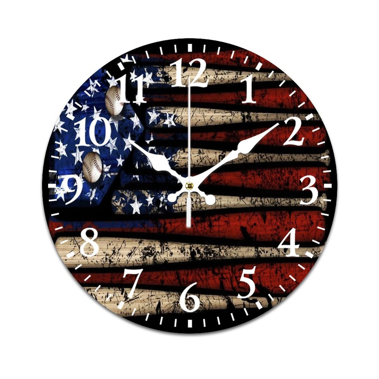 American Flag Baseball Wall Clock Modern Design Clocks Wall Hanging ...