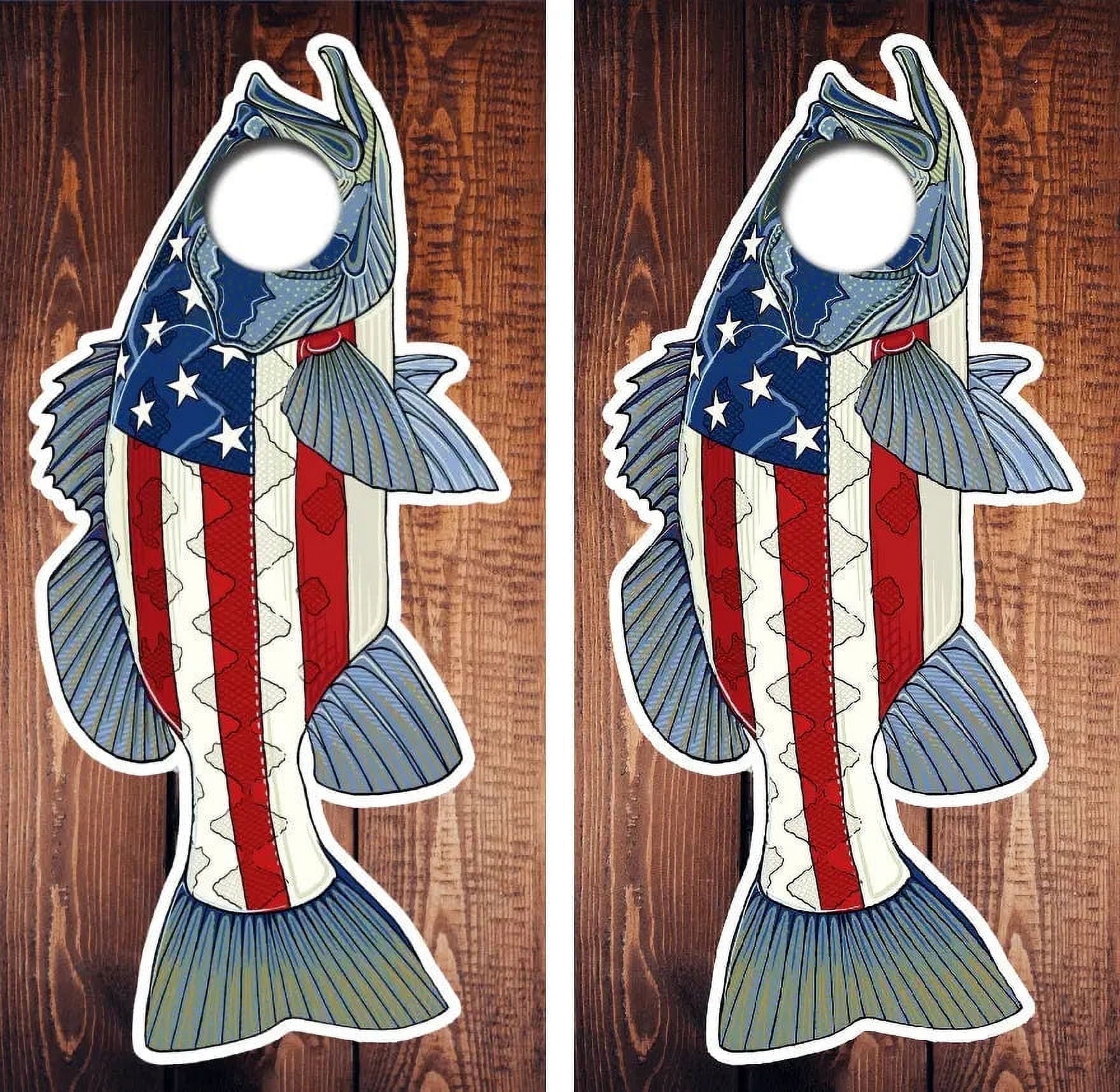 KT Corn-hole Wraps American Flag Bass Cornhole Wrap Decal with Free ...
