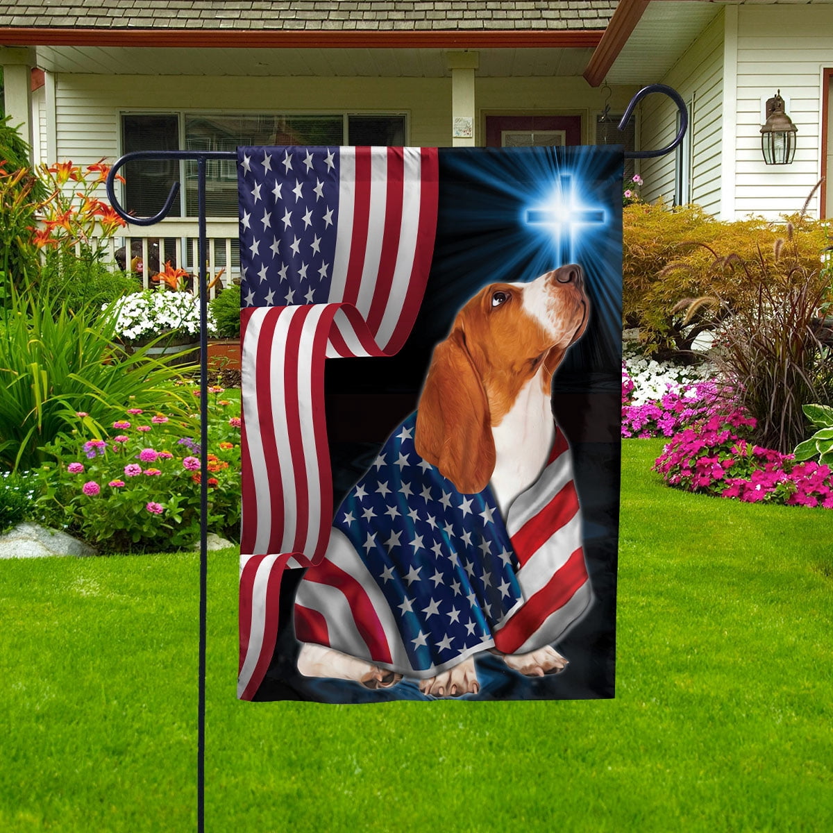 American Flag Basset Hound Dog Wearing Flag American Patriot Patriotic ...
