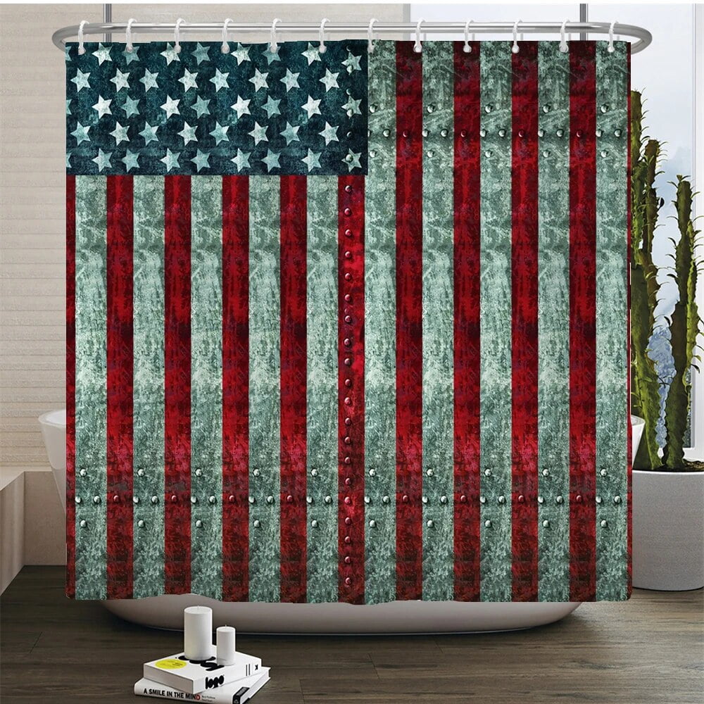 American Flag Bath Curtain Waterproof Fabric Shower Curtains With ...