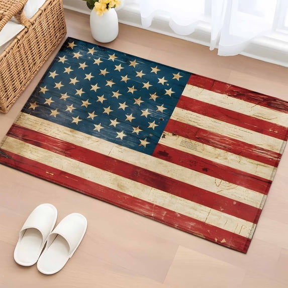 American Flag Bathroom Mats 2x3 FT, Non Slip Small Kitchen Mat, Red ...