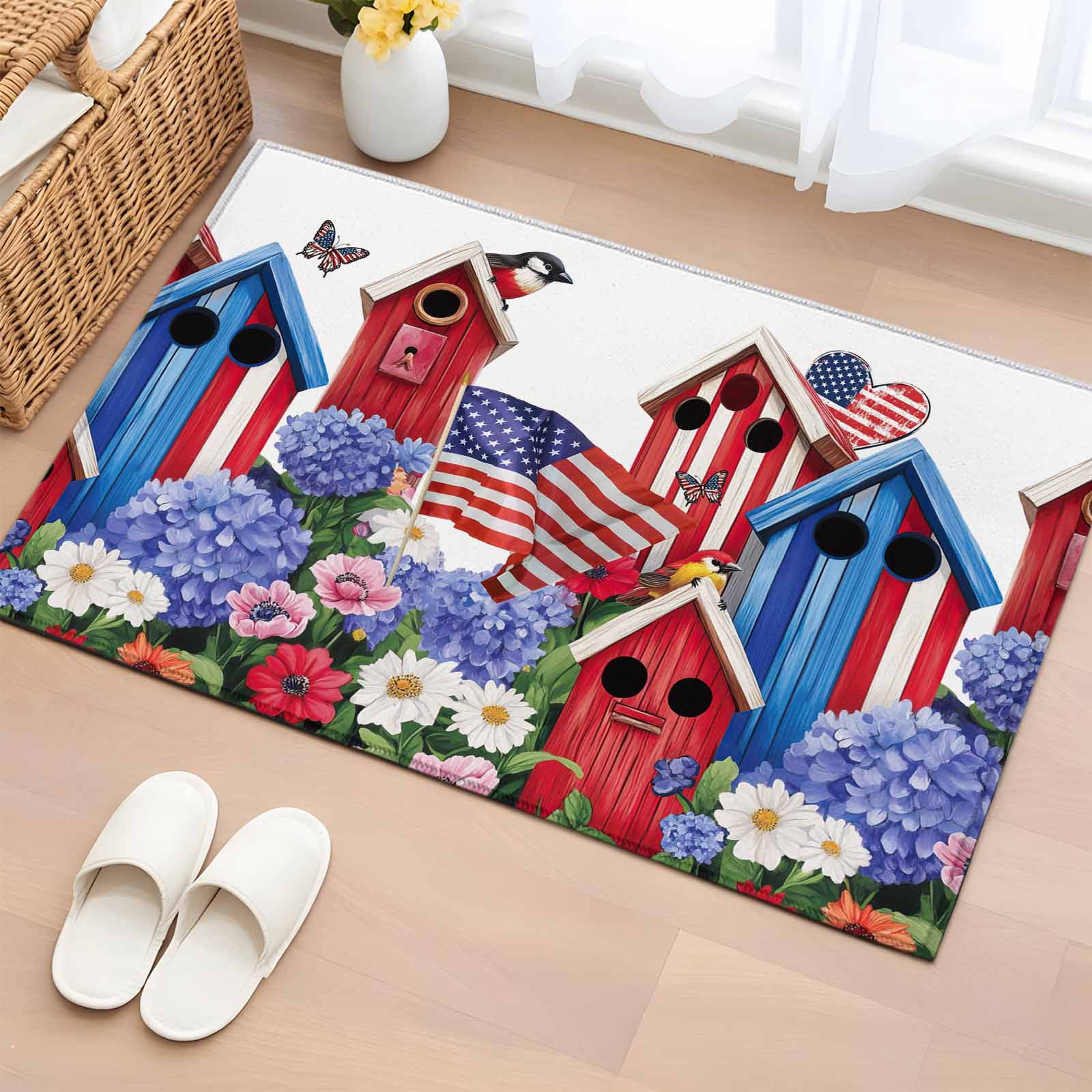 American Flag Bathroom Mats 2x3 FT, Non Slip Small Kitchen Mat, Spring ...