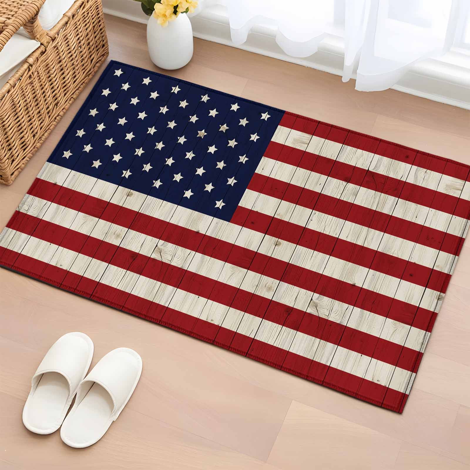 American Flag Bathroom Mats 2x3 FT, Non Slip Small Kitchen Mat, Vintage ...