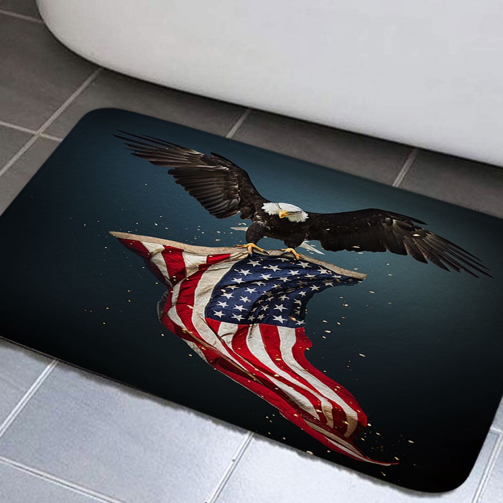 American Flag Bathroom Rug Mat, 4th of July Patriotic Non-Slip Bath ...