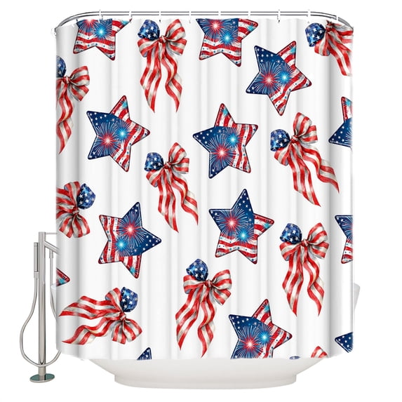 American Flag Bathroom Shower Curtains with 12 Hooks Waterproof Shower ...