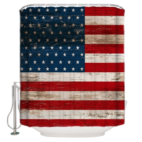 American Flag Bathroom Shower Curtains with 12 Hooks Waterproof Shower ...