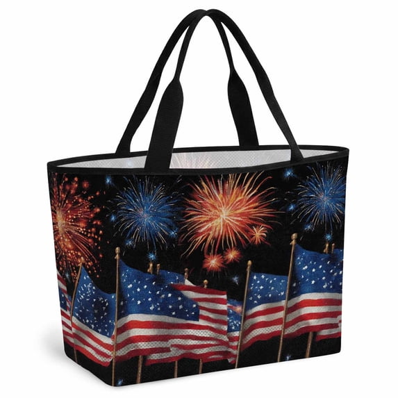 American Flag Beach Bag for Women, Large Breathable Mesh Beach Tote Bag ...