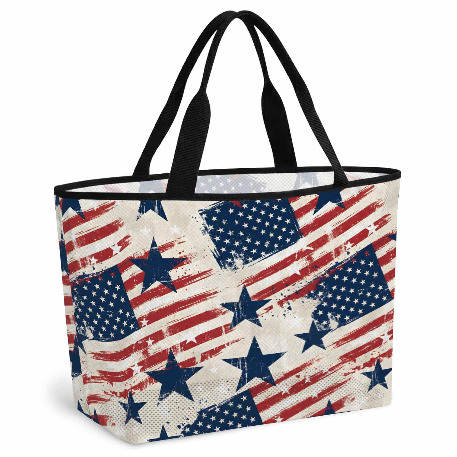 American Flag Beach Bag for Women, Large Breathable Mesh Beach Tote Bag ...