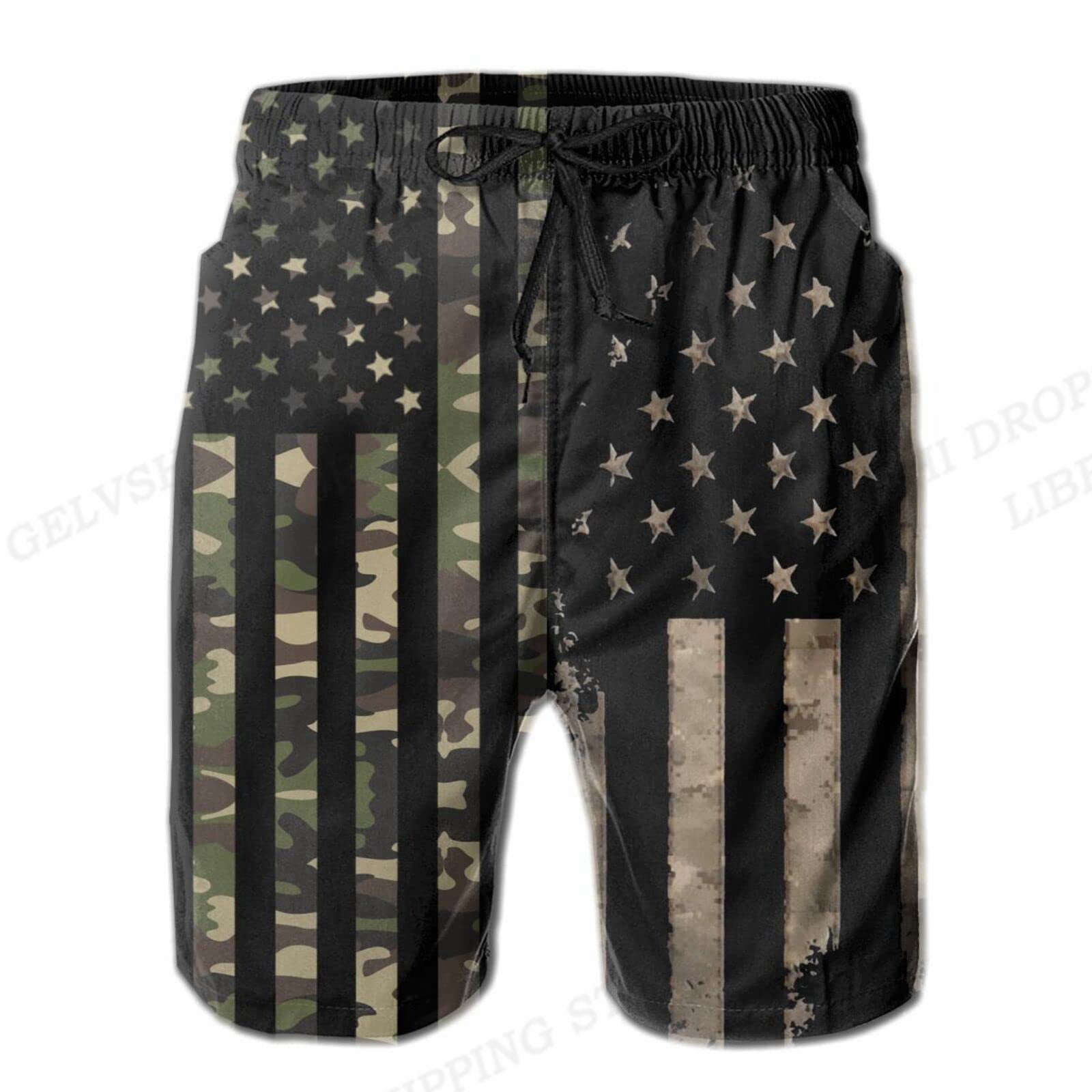 American Flag Beach Shorts Camouflage 3d Printed Surfing Board Shorts ...