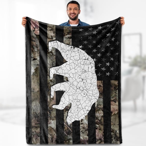 American Flag Bear Blanket Gifts - Hunting USA Country Leaf Rustic Camo ...