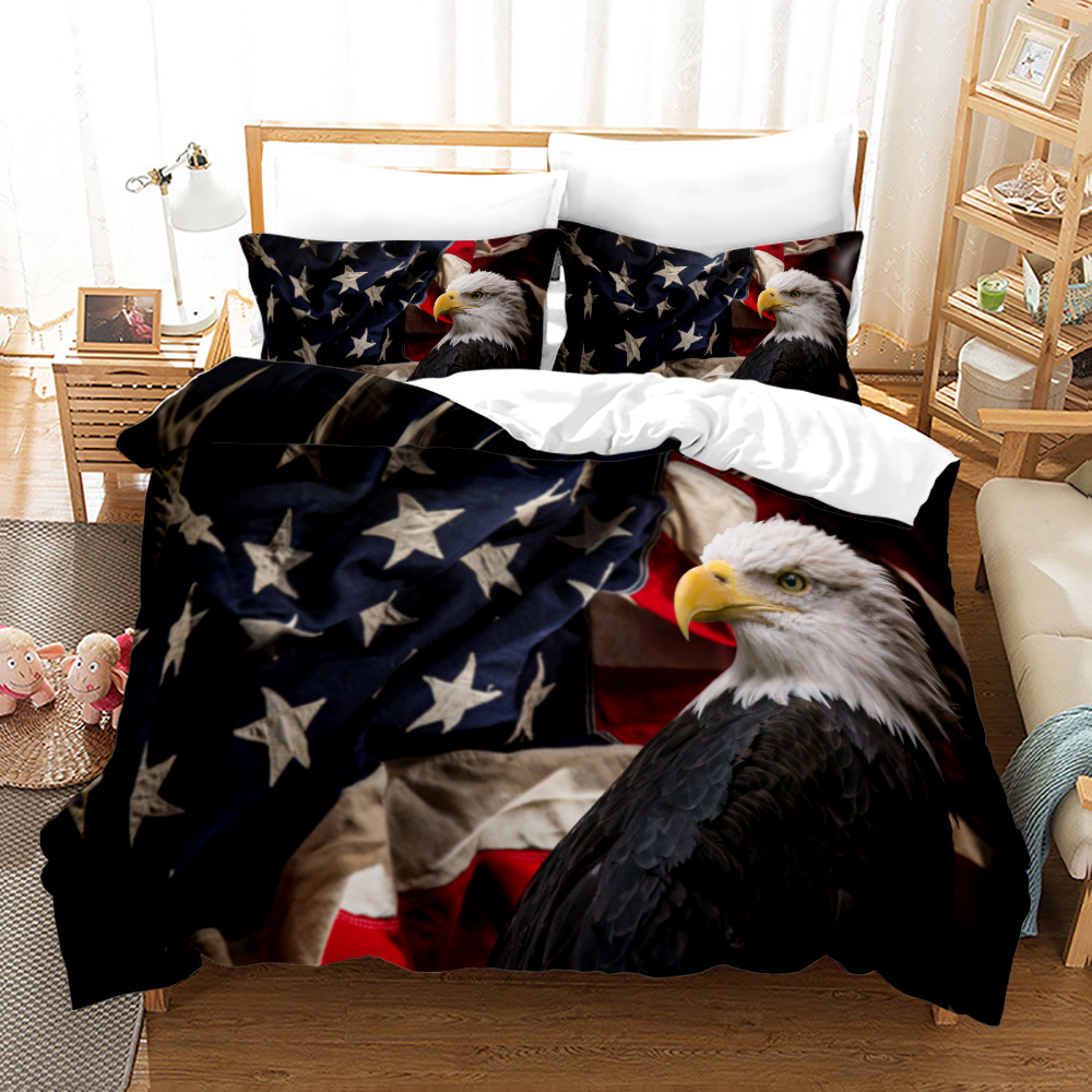 American Flag Duvet Cover Soft Microfiber USA Patriotic Bed Set Stars ...