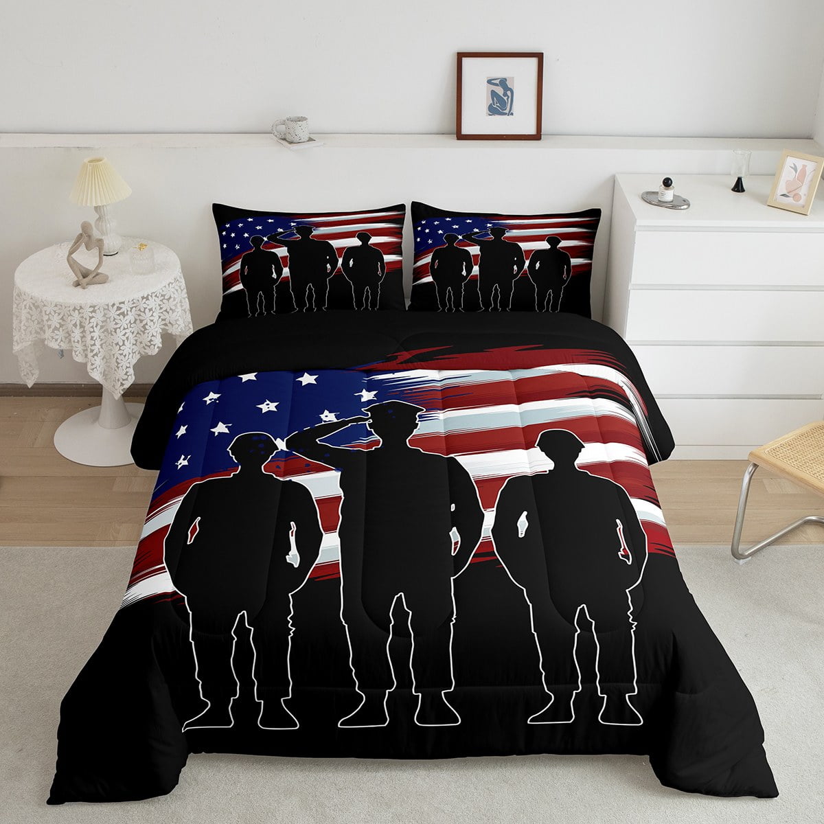 American Flag Bedding Comforter Sets Military Officer and Soldiers ...