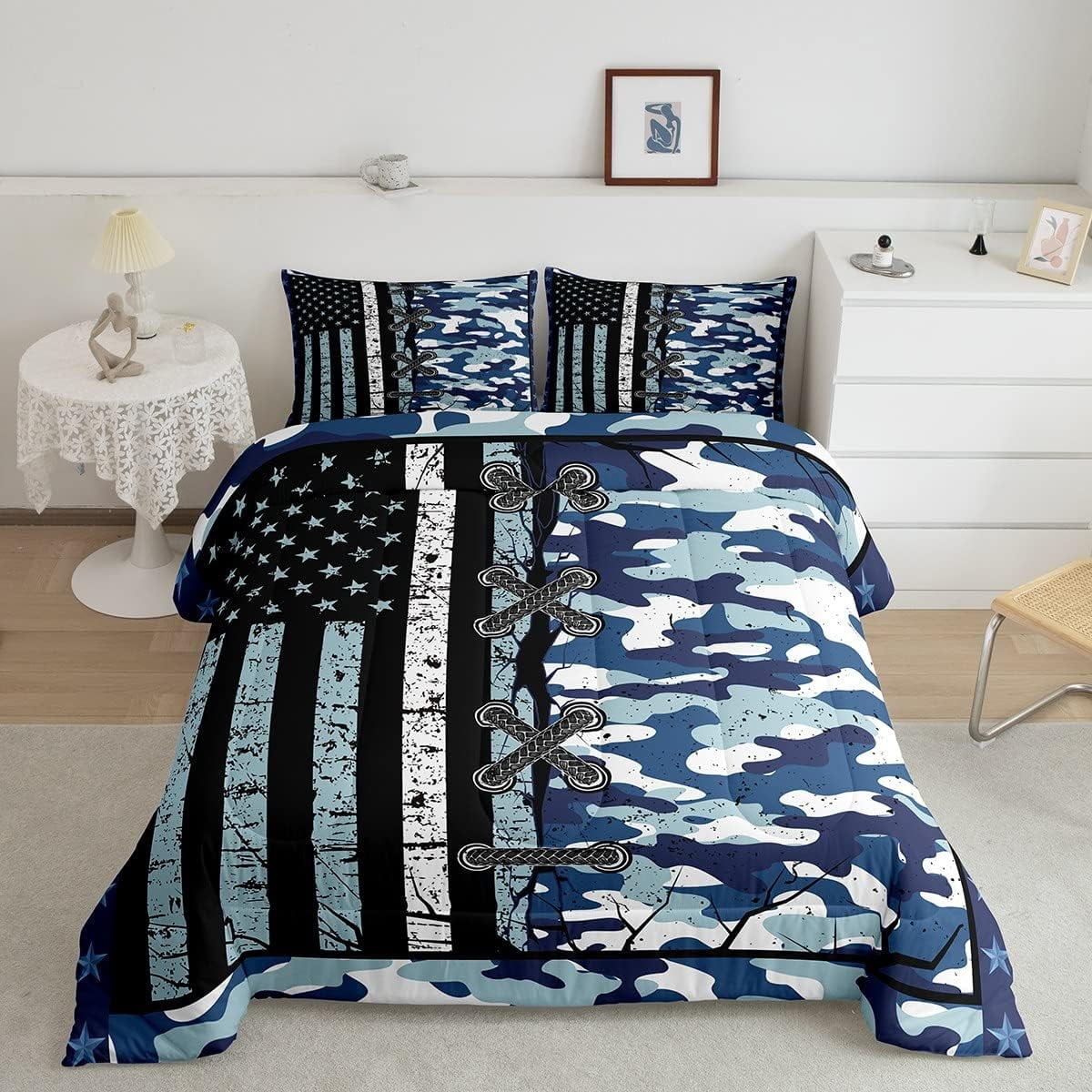 American Flag Bedding Set King for Boys Teen Military Camo Comforter ...