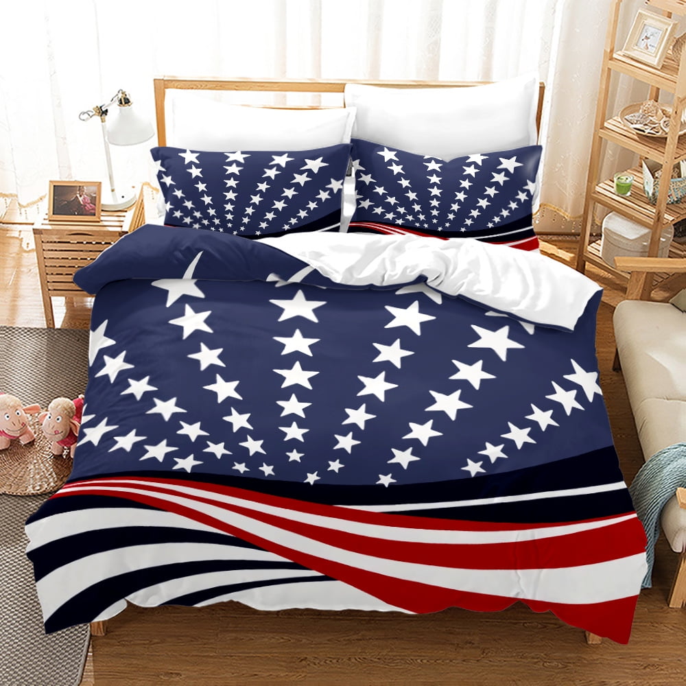 USA Patriotic Bedding Sets 3D Printed Stars and Stripes Duvet Cover ...