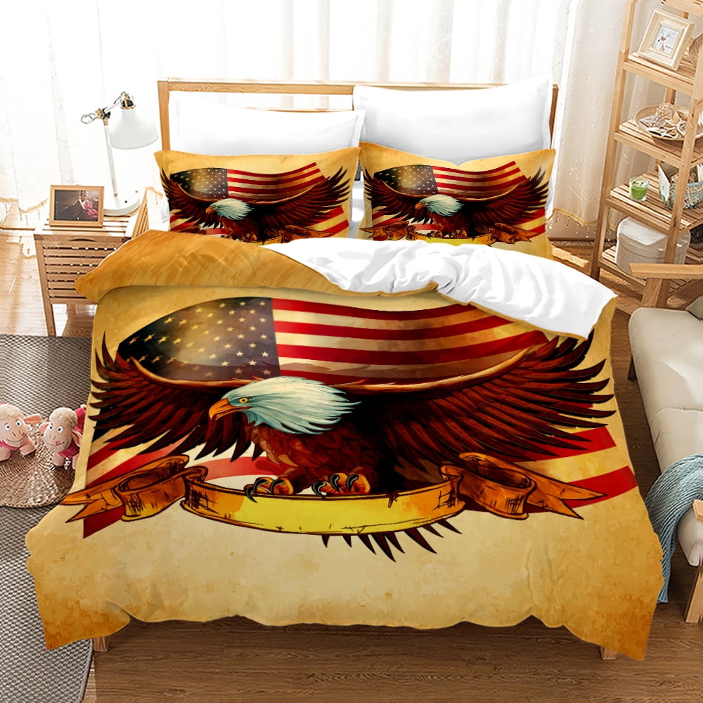 American Flag Bedding Set USA Patriotic Duvet Cover Soft Microfiber ...