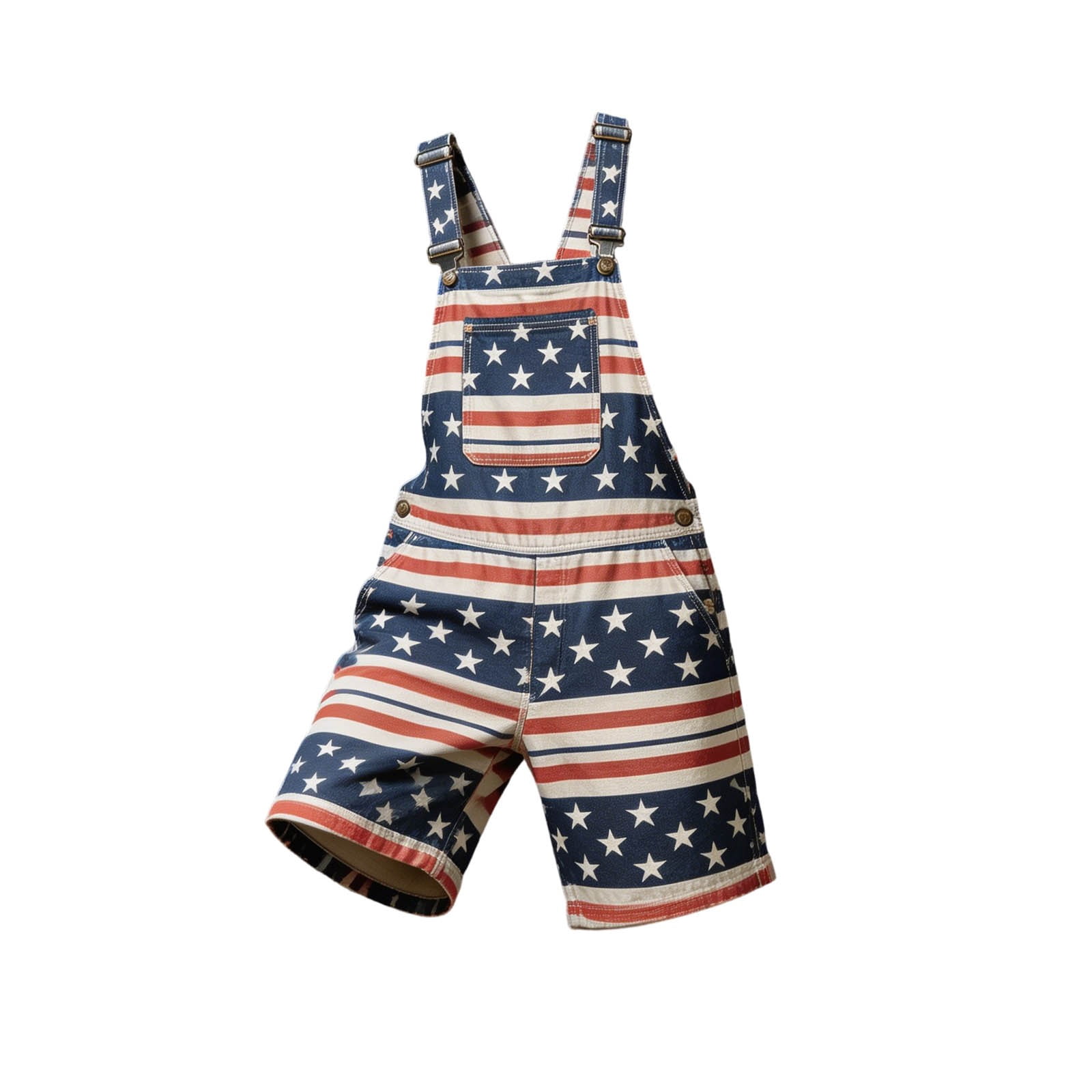 American Flag Bib Overalls Shorts for Men Loose Fit Patriotic Coveralls ...