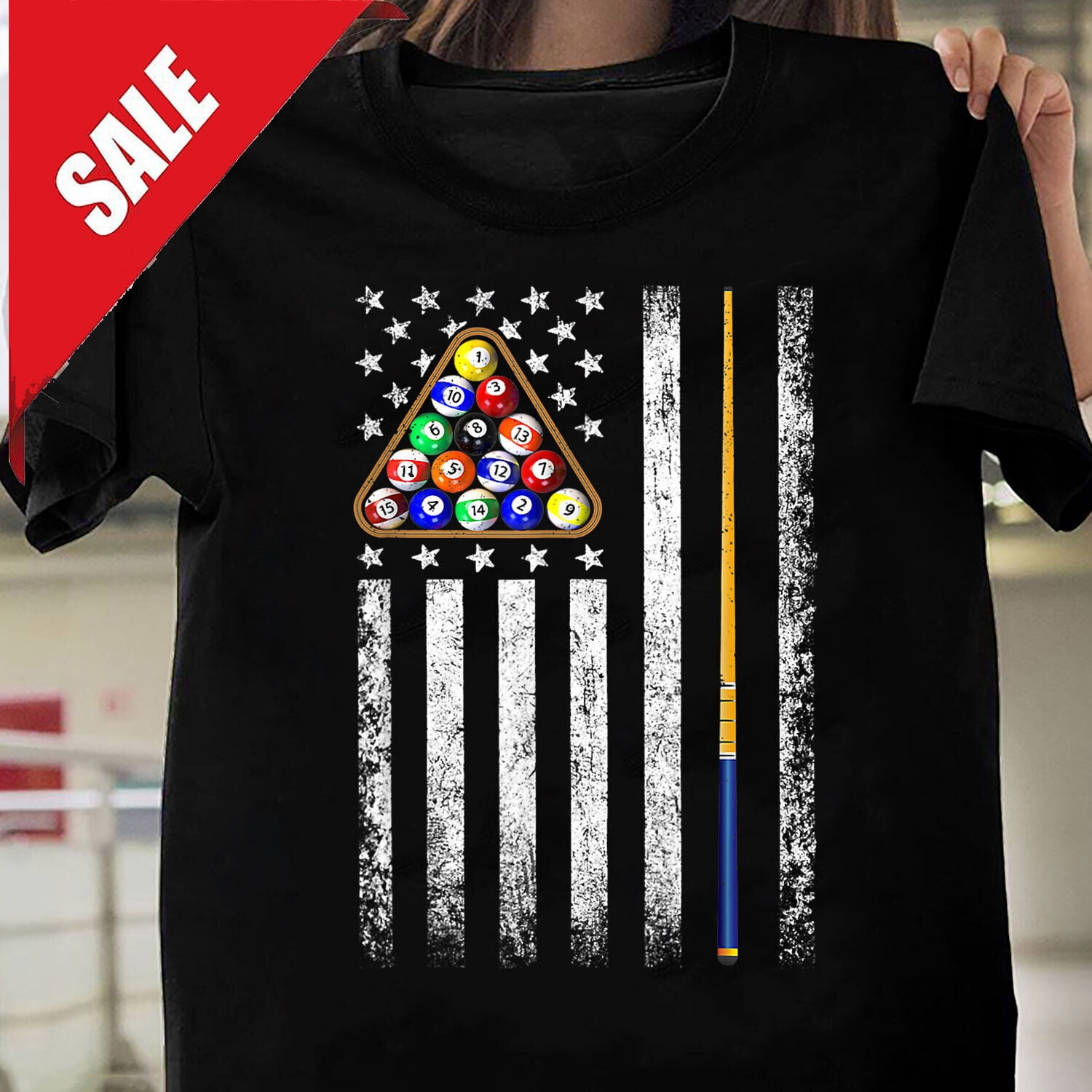 American Flag Billiard Vintage Pool Player For Men Women T-Shirt ...