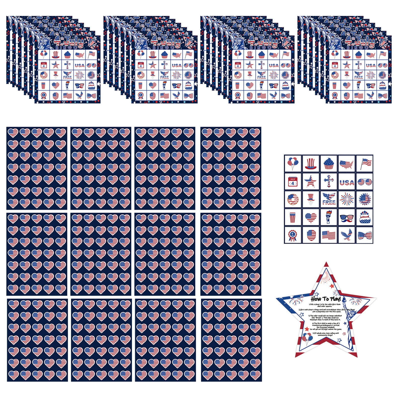 American Flag Bingo Tokens 4th of July Bingo Game 1 Set Independence ...