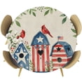 American Flag Bird House Round Tablecloth 45-54 Inch Round Fitted Table ...
