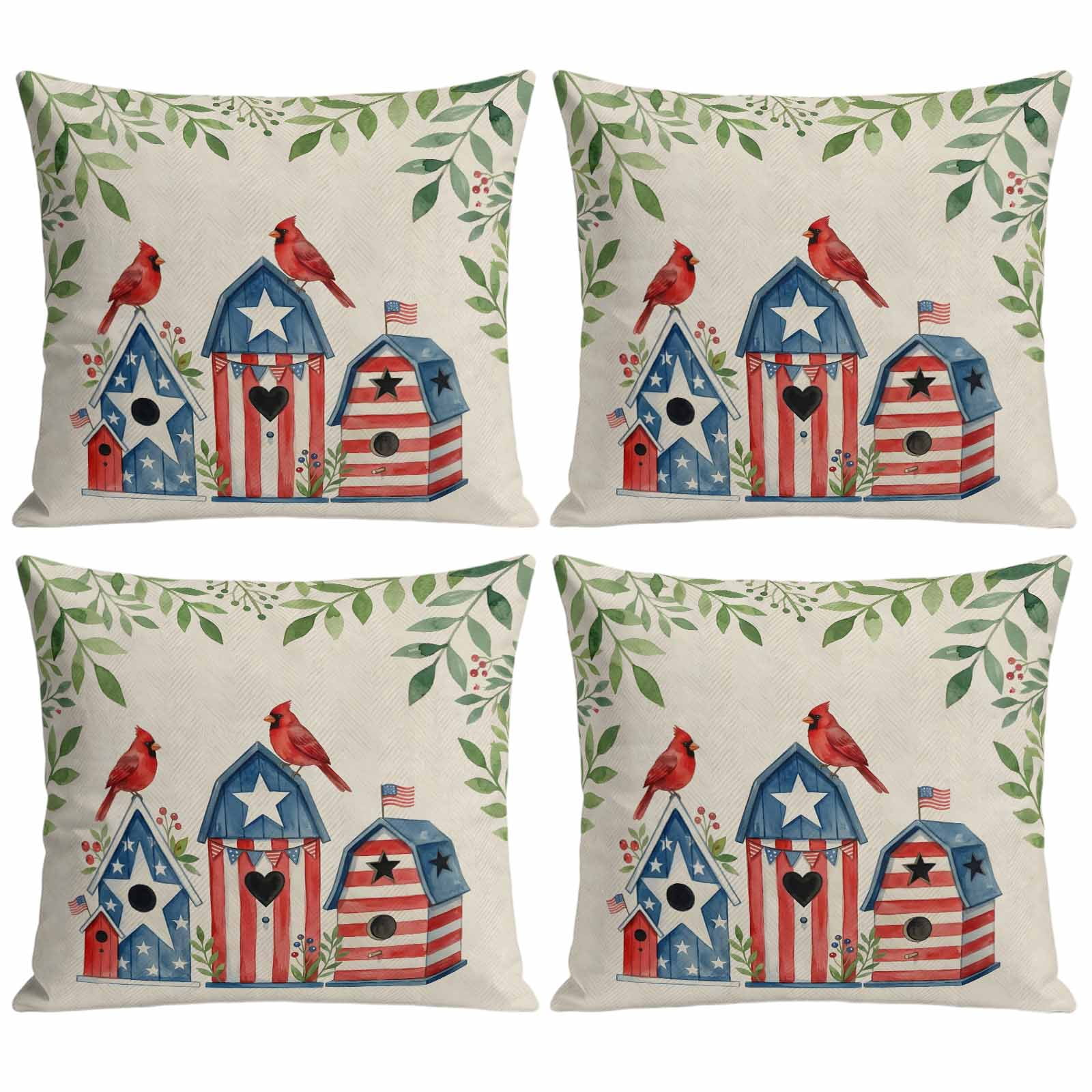 American Flag Bird House Throw Pillow Covers 20 x 20 Inch Pillow Covers ...