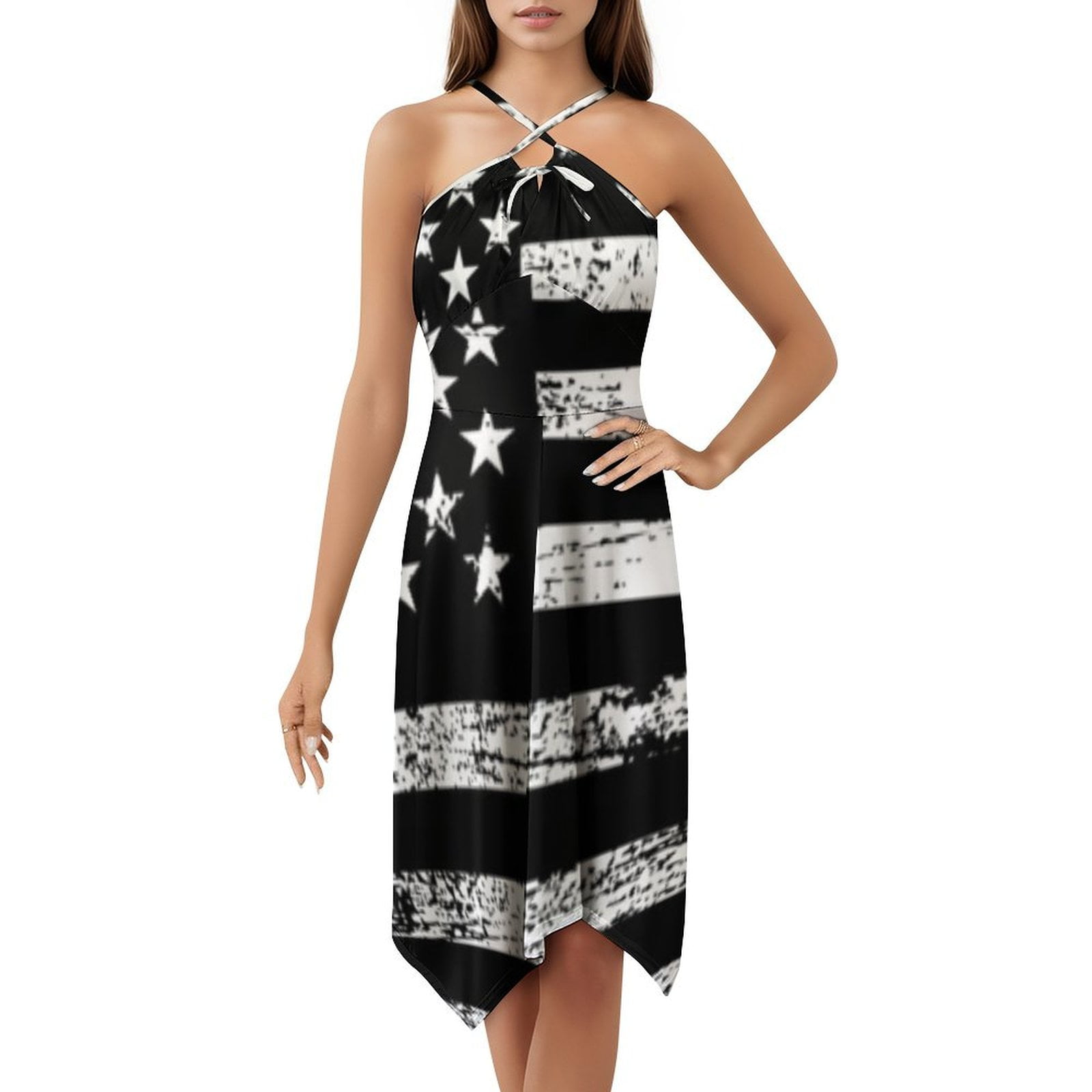 American Flag Black And White Dress Elegant Party Dresses Evening Dresses Women Dress Long ...