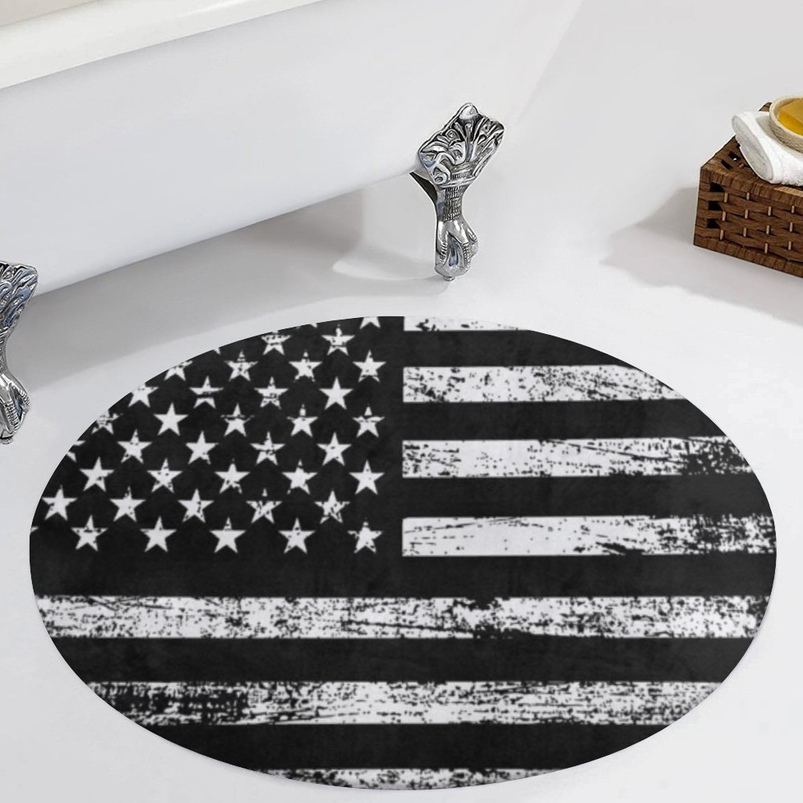 American Flag Black And White Round Carpet Circle Rug Outdoor Patio ...