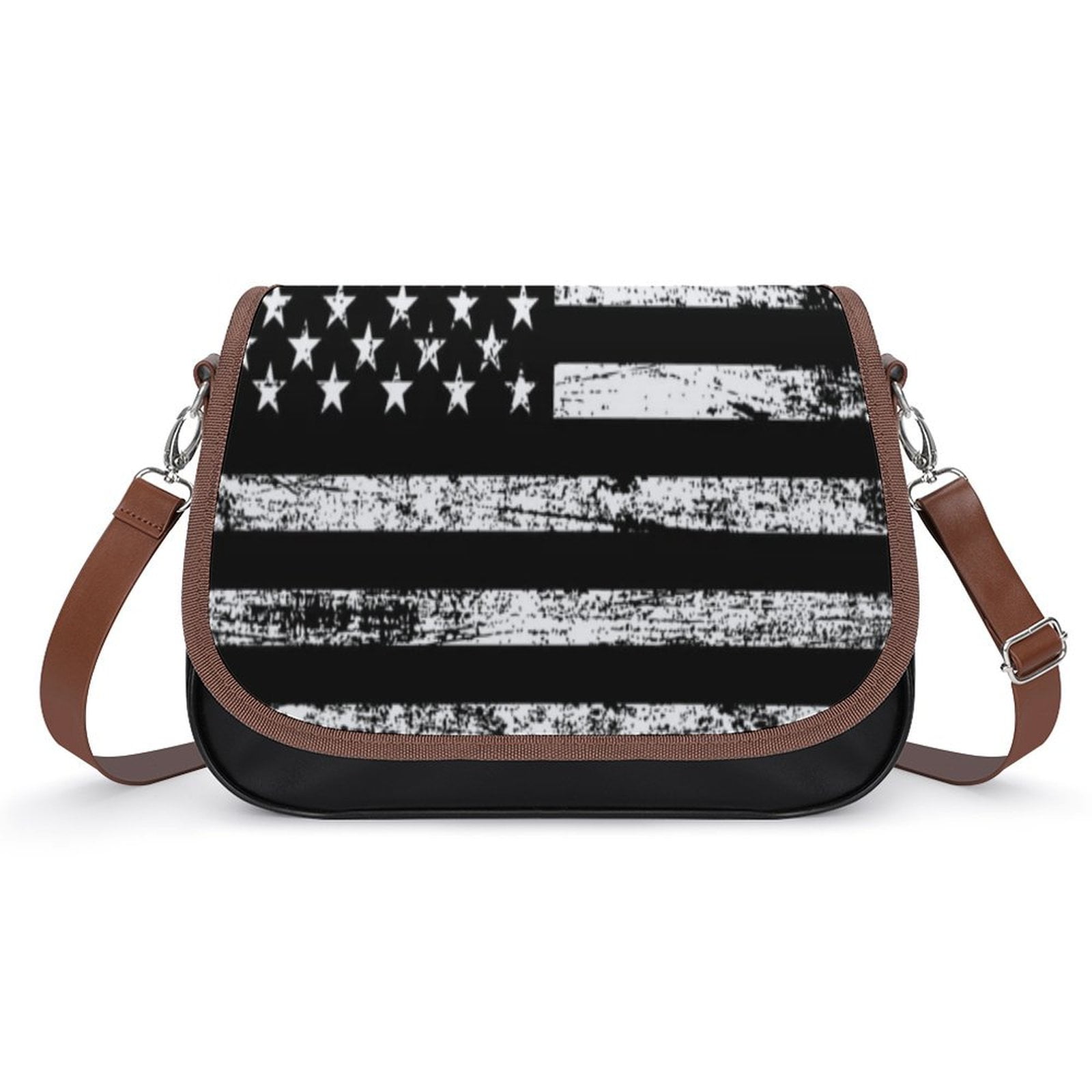 American Flag Black And White Vintage Crossbody Bag for Women Medium ...