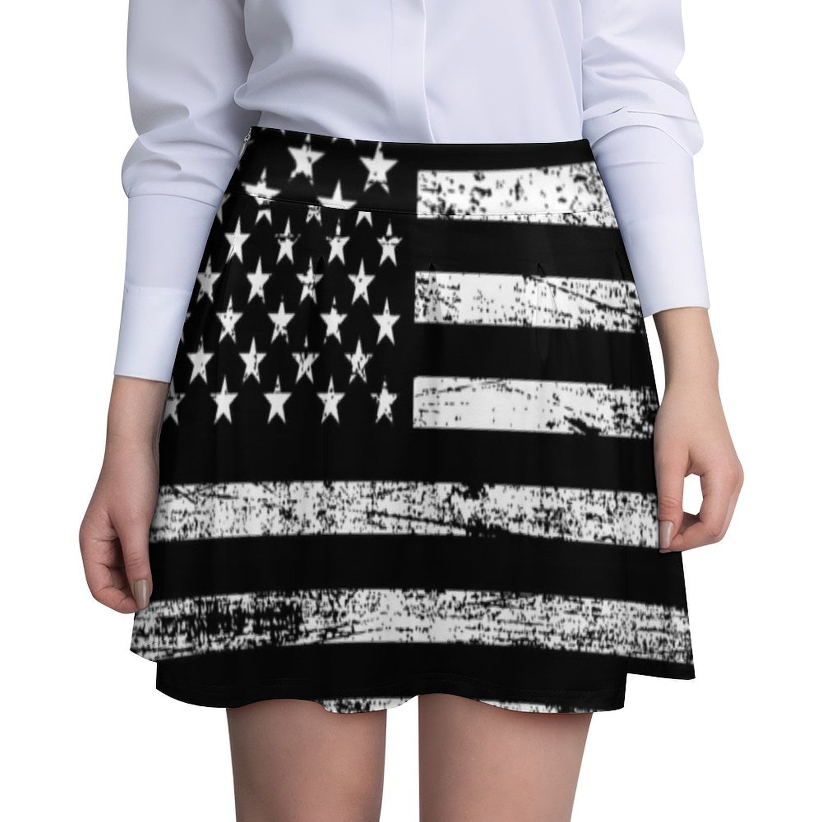 American Flag Black And White Women's Casual Mini Skirt Invisible ...