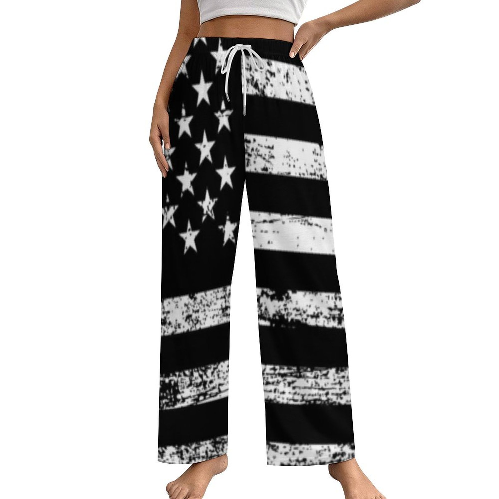 American Flag Black And White Women's Pajamas Pajama Pants Women's ...