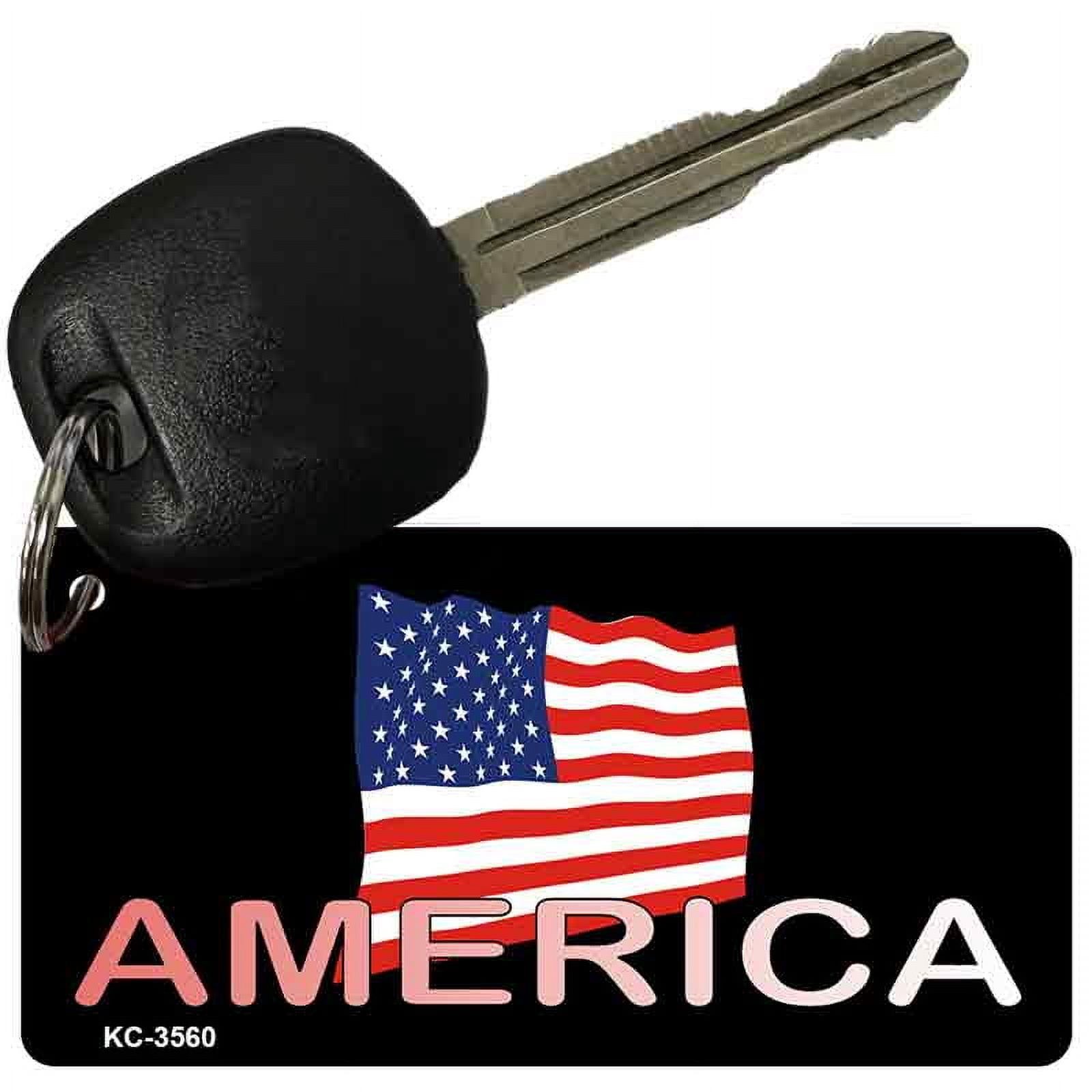 American Flag Black Novelty Aluminum Key Chain KC-3560 3" x 1.5" Key ...
