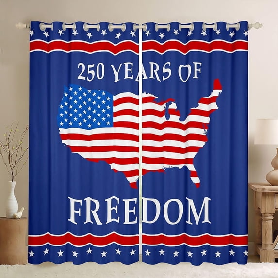American Flag Blackout Curtains 250th Anniversary Darkening Drapes for ...
