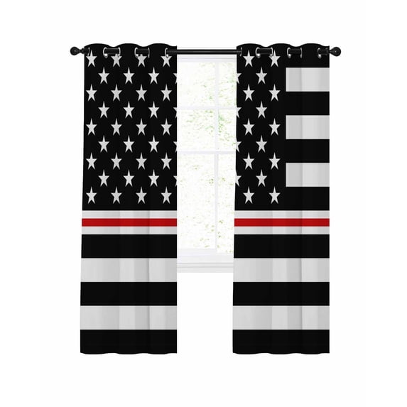 American Flag Blackout Curtains 39 Inches Long for Bedroom, Black White ...