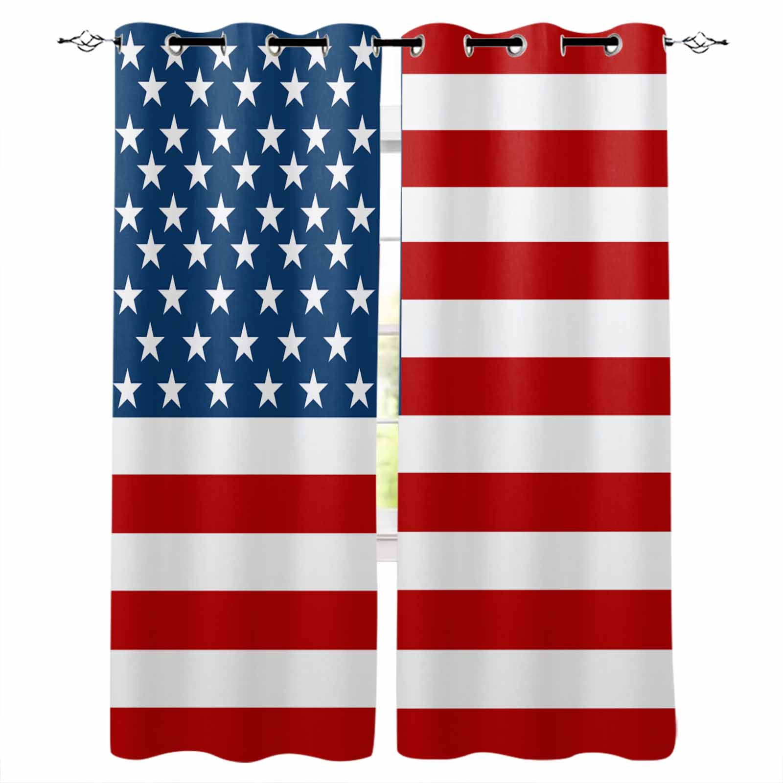 American Flag Blackout Curtains 45 Inches Long, Blue Red USA Flag ...