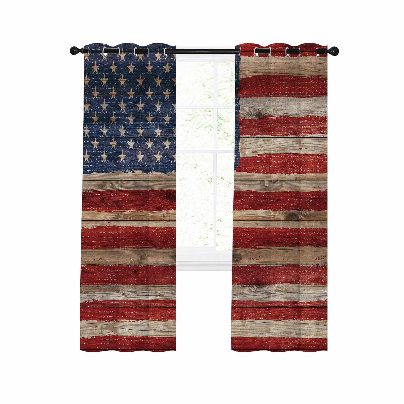 American Flag Blackout Curtains 54 Inches Long for Bedroom, Blue Red ...