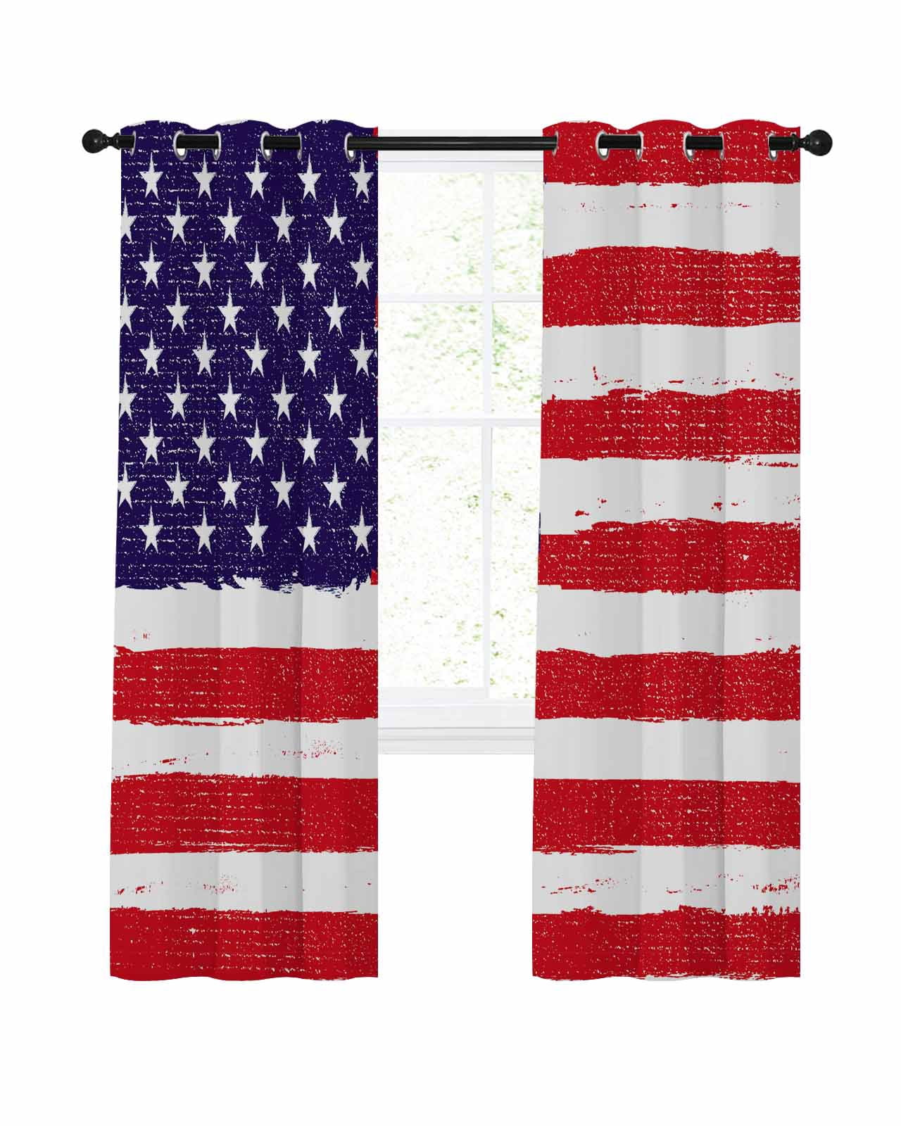 American Flag Blackout Curtains 54 Inches Long for Bedroom, Retro ...