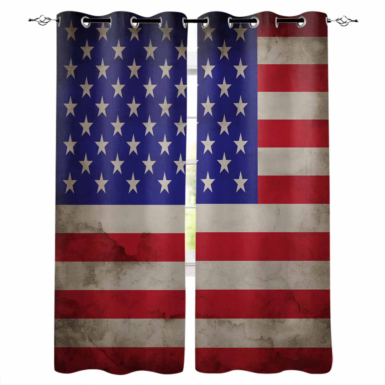 American Flag Blackout Curtains 54 Inches Long for Bedroom, USA Flag ...