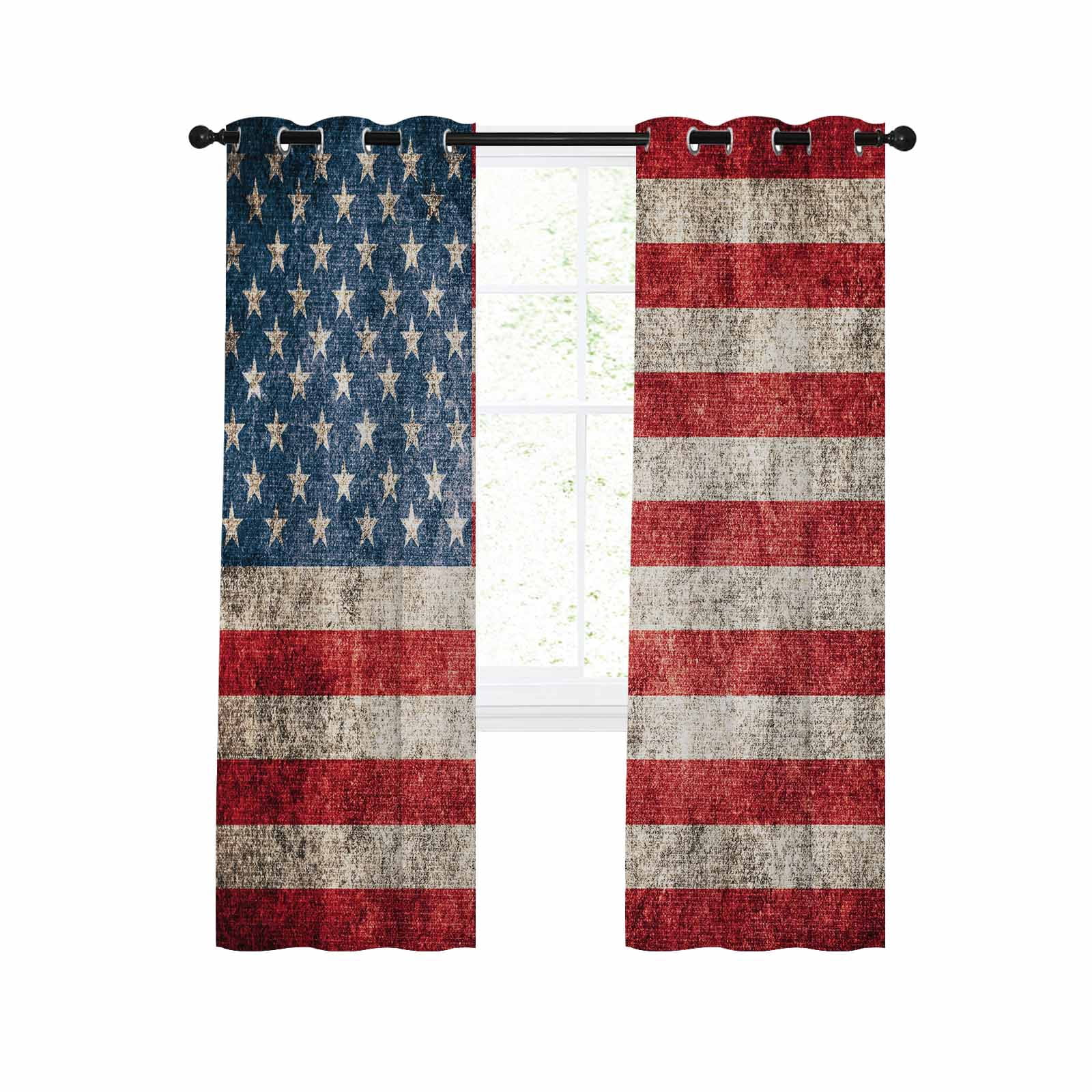 American Flag Blackout Curtains 54 Inches Long for Bedroom, Vintage ...