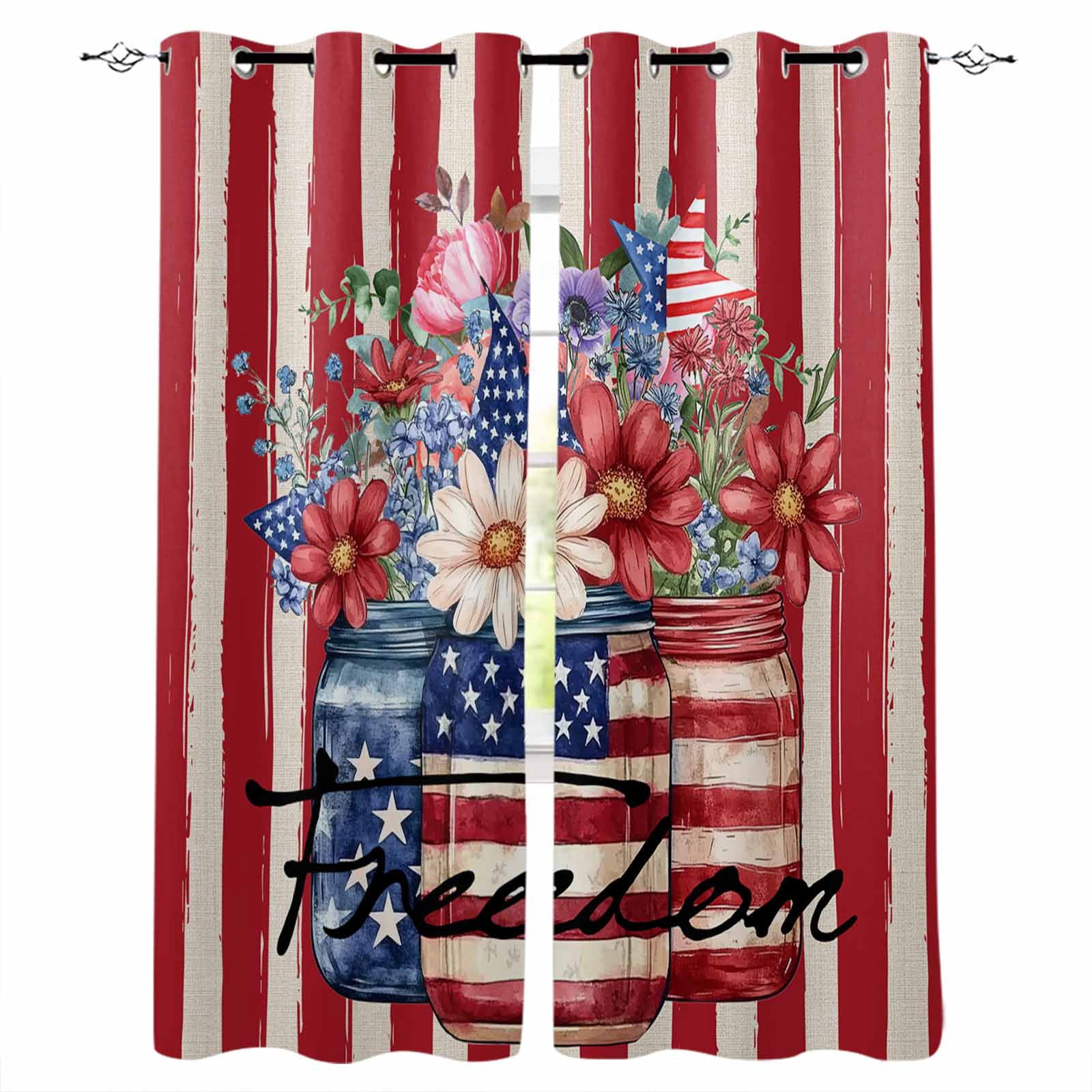 American Flag Blackout Curtains for Bedroom Living Room Darkening ...
