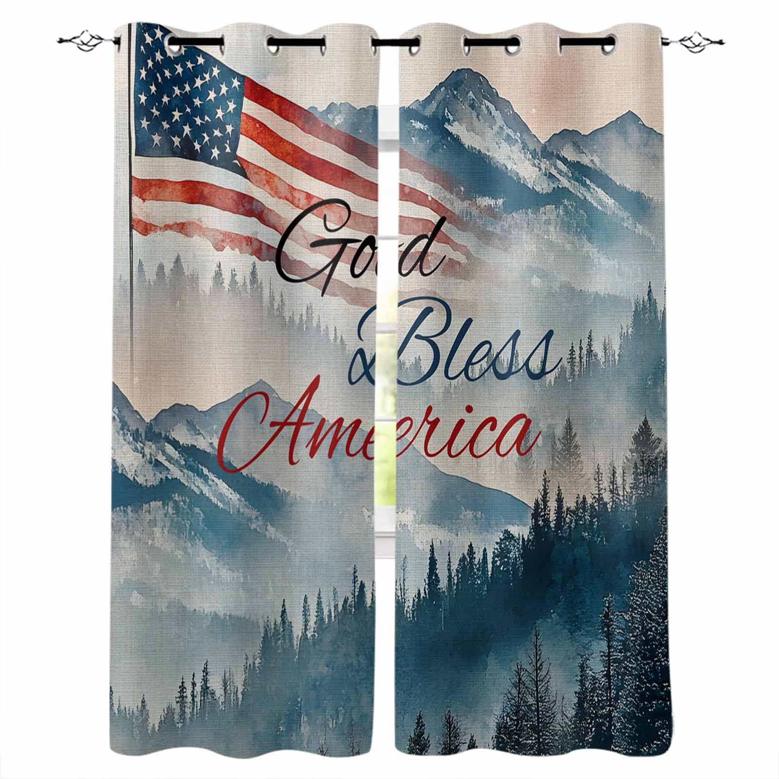 American Flag Blackout Curtains for Bedroom Living Room Darkening ...