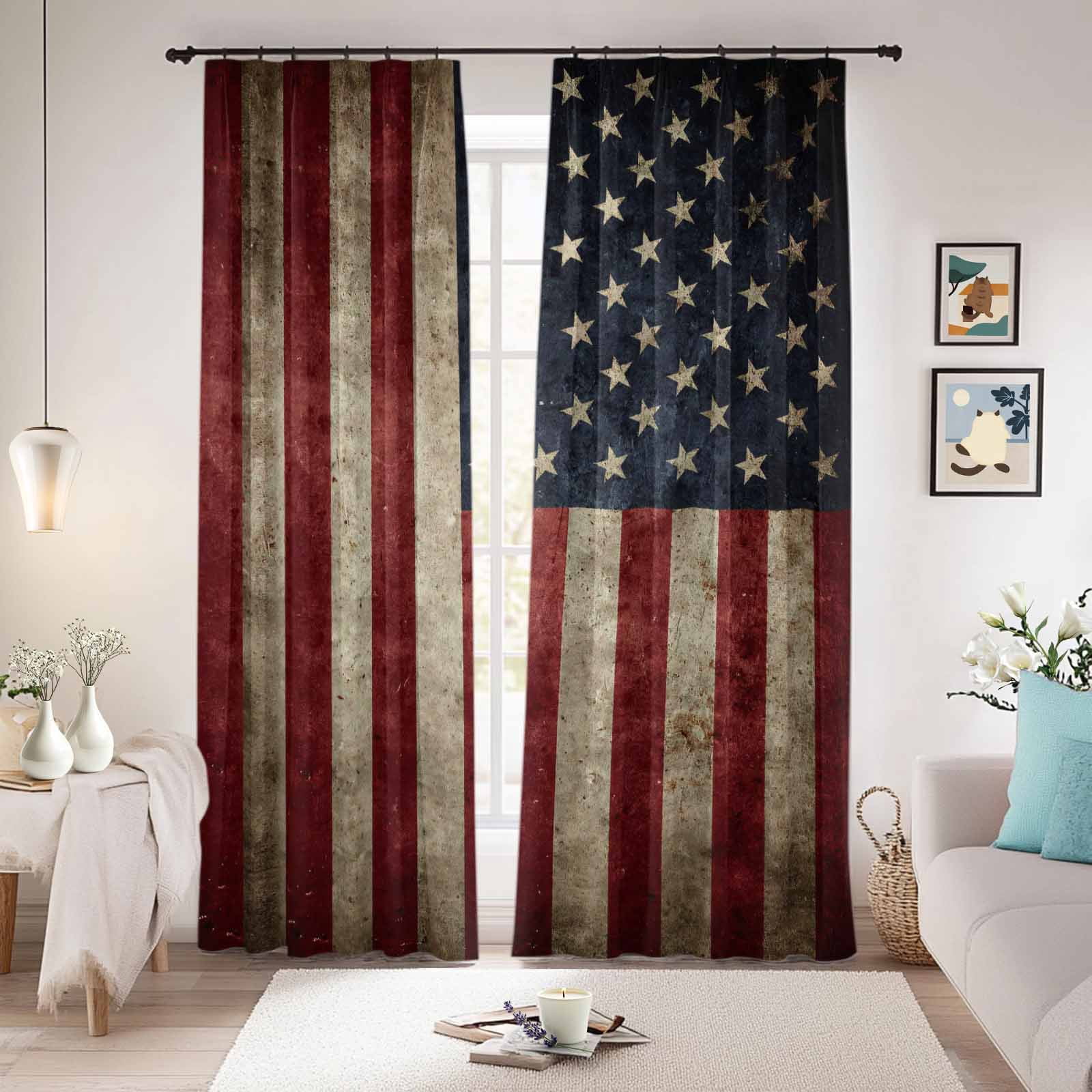 American Flag Blackout Curtains for Bedroom/Living Room, Pinch Pleated ...