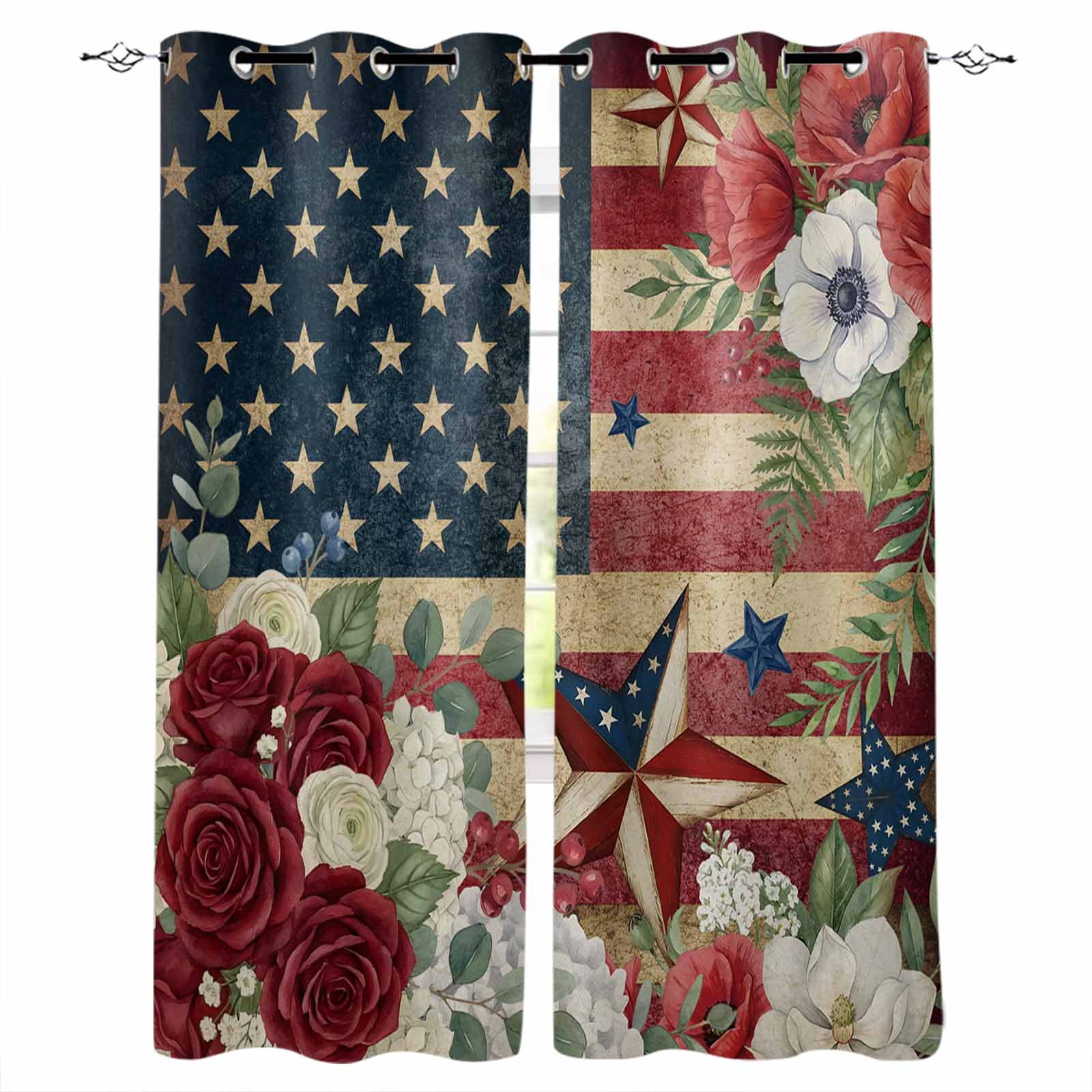 American Flag Blackout Curtains for Bedroom/Living Room, Thermal ...