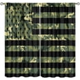 American Flag Blackout Curtains, Green Camouflage USA Flag Print Rod ...
