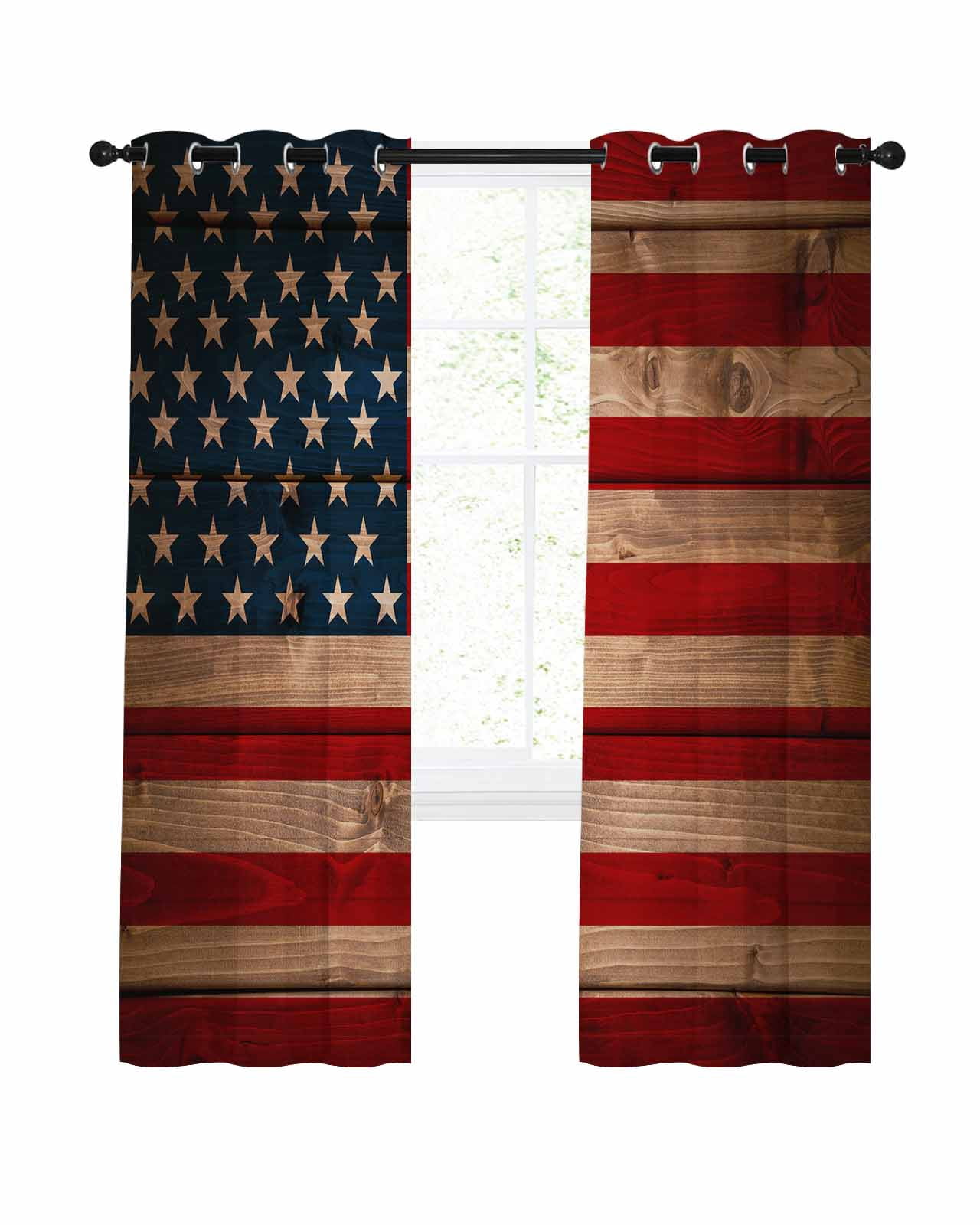 American Flag Blackout Curtains, Light Blocking Print Window Curtains ...