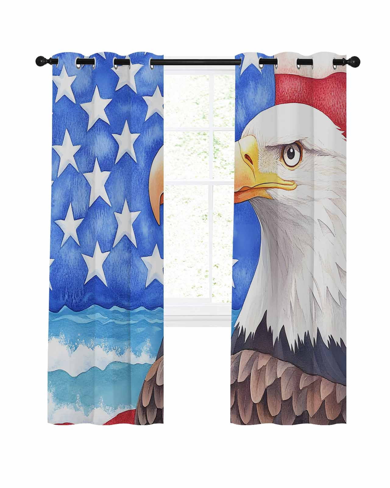 American Flag Blackout Curtains, Light Blocking Print Window Curtains ...