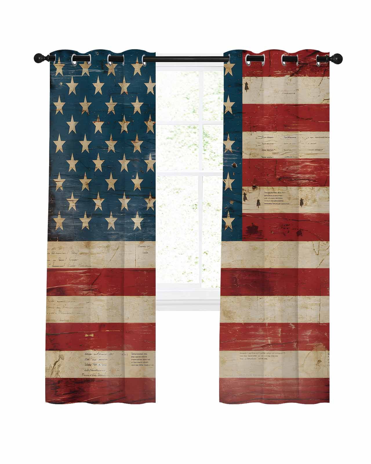 American Flag Blackout Curtains, Light Blocking Print Window Curtains ...