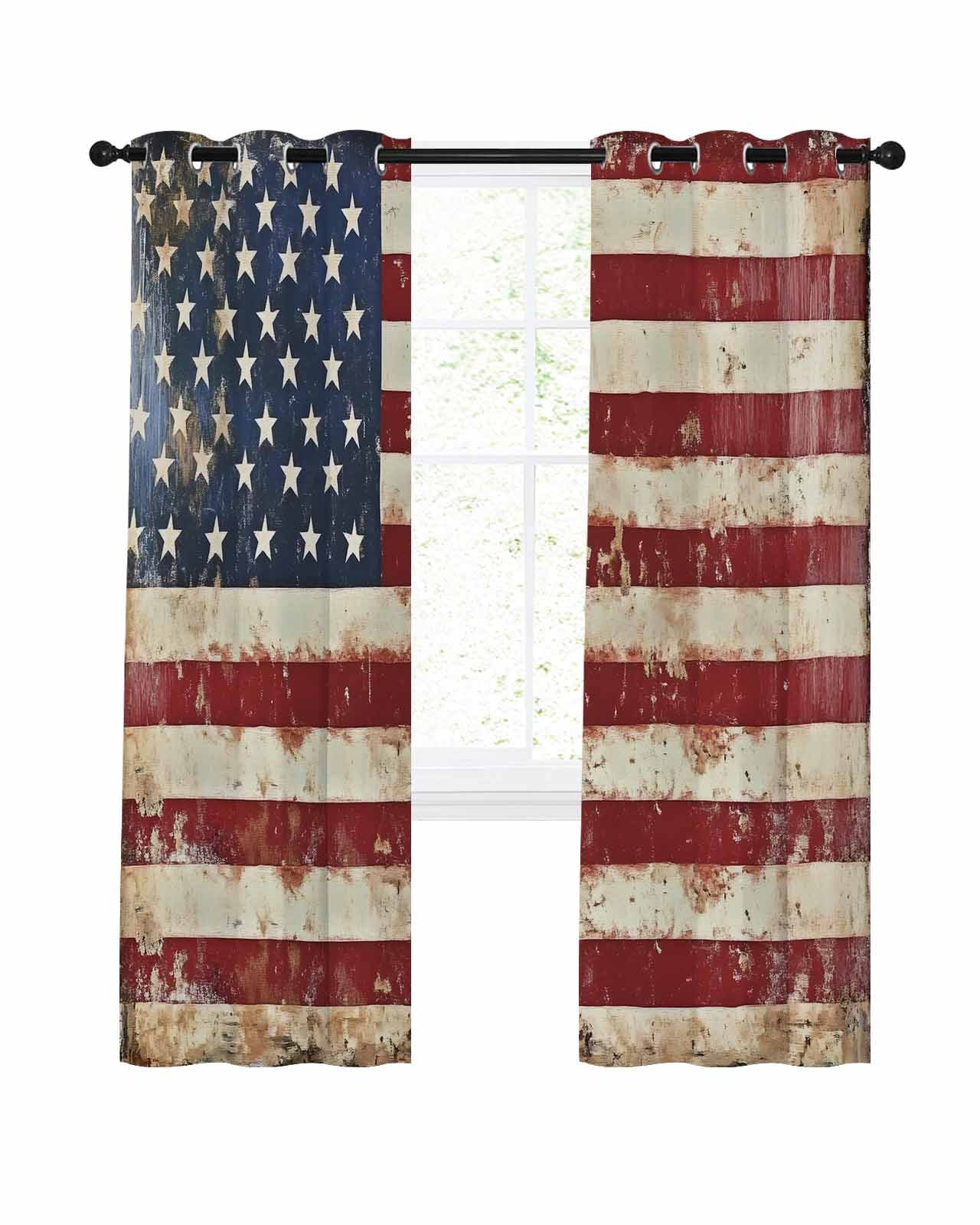 American Flag Blackout Curtains, Light Blocking Print Window Curtains ...