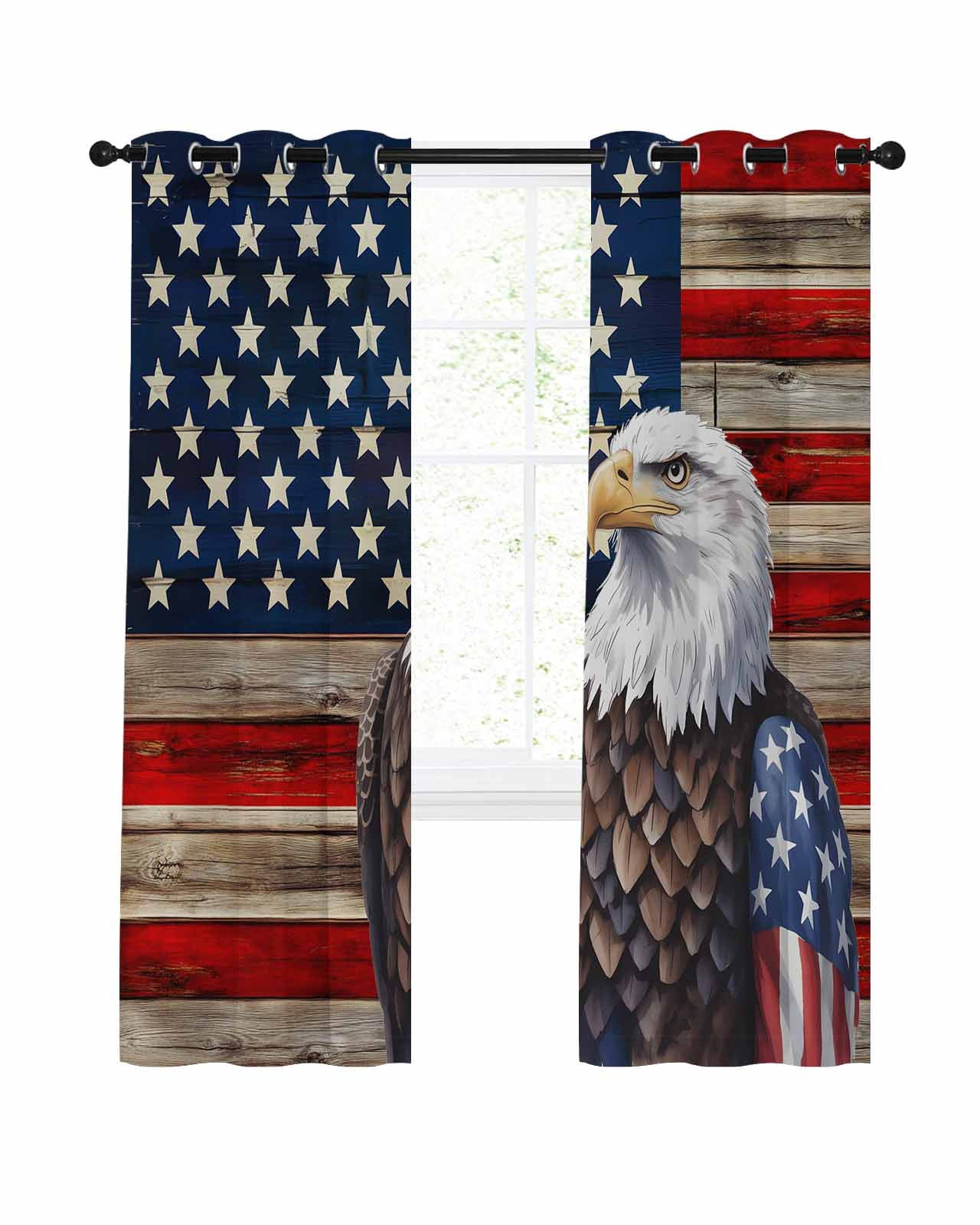 American Flag Blackout Curtains, Light Blocking Print Window Curtains ...