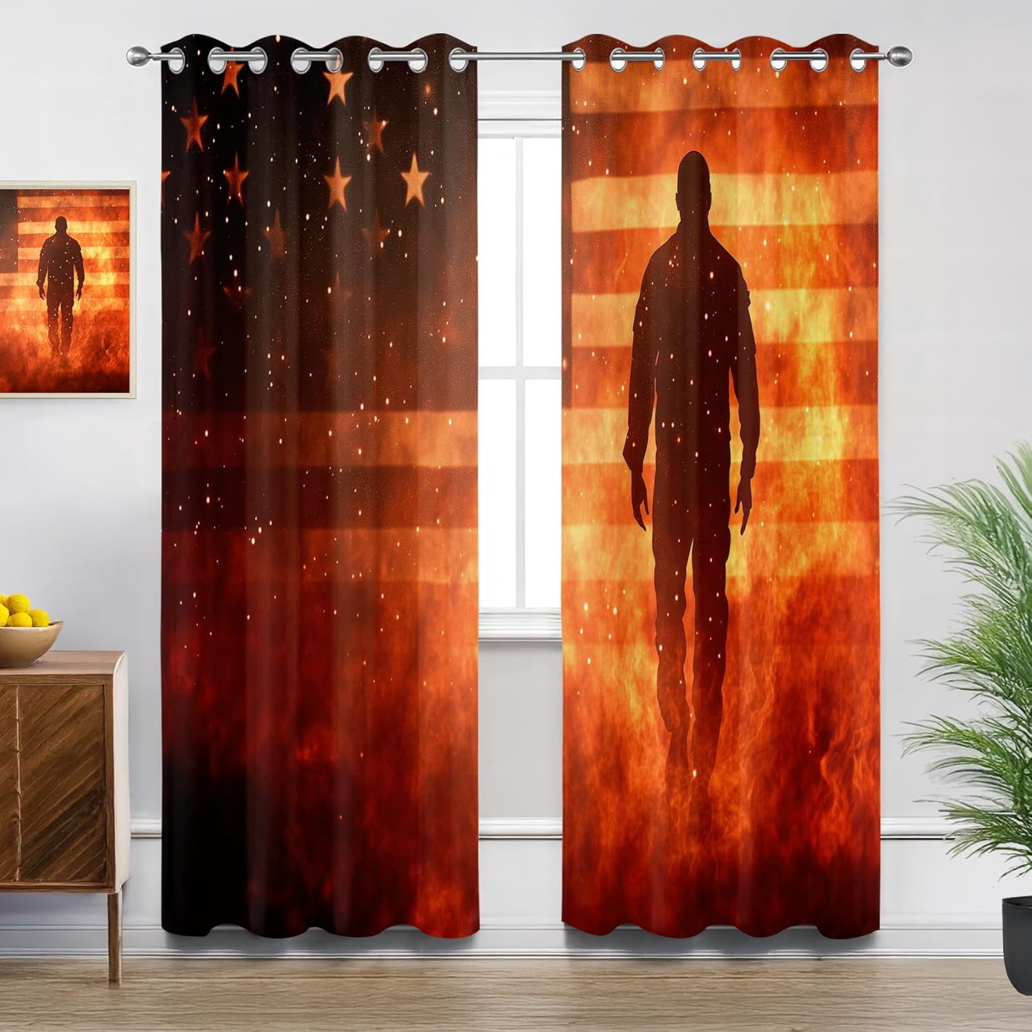 American Flag Blackout Curtains, Stars Stripes Patriotic Patterned ...