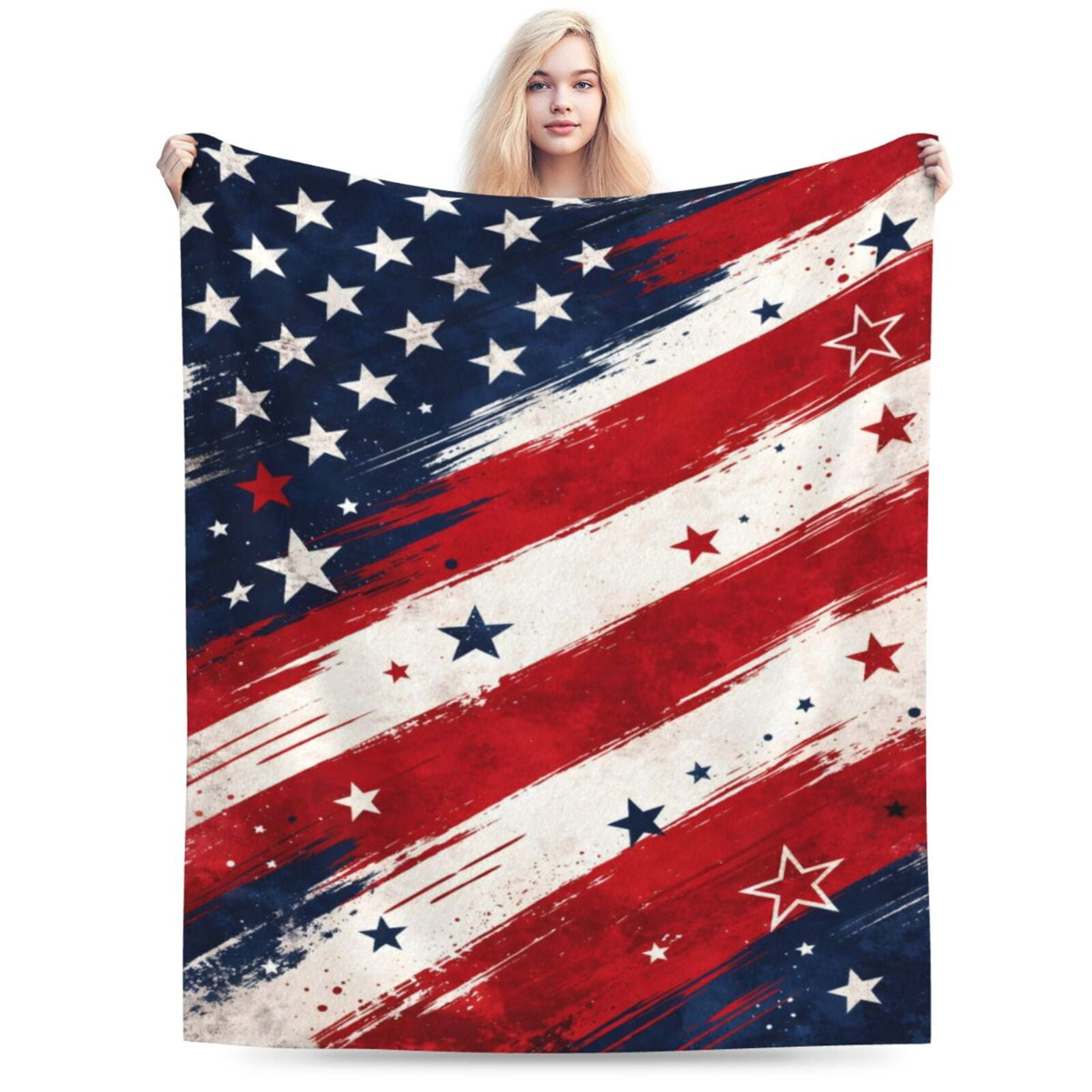 American Flag Blanket Gift Throw Blanket Cozy Soft Patriotic Stars ...